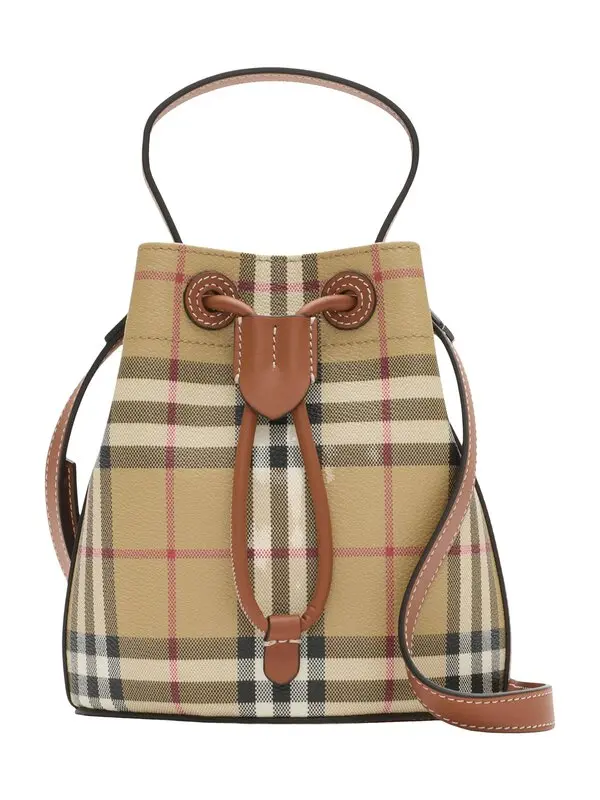 Burberry Mini Check Bucket Bag - Brown