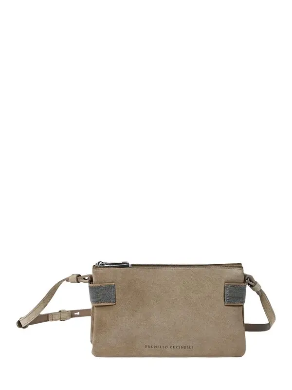 Brunello Cucinelli Mini Essence Suede Shoulder Bag - Beige