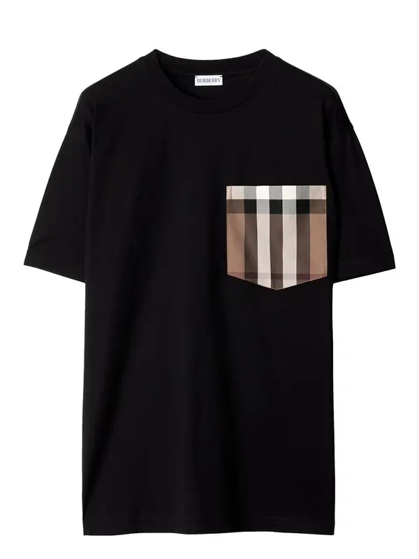 Burberry Cotton Check Pocket T-shirt - Black