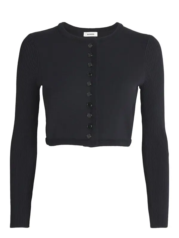 Sandro Cropped Cardigan - Black