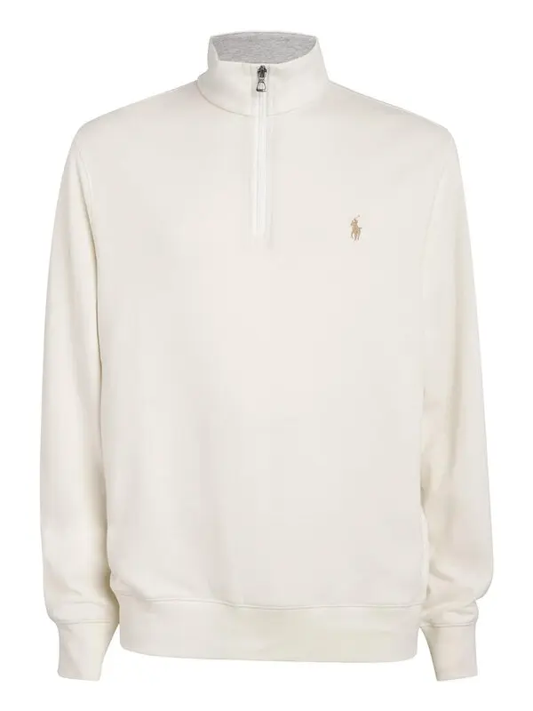 Polo Ralph Lauren Cotton-blend Quarter-zip Sweater - Neutral