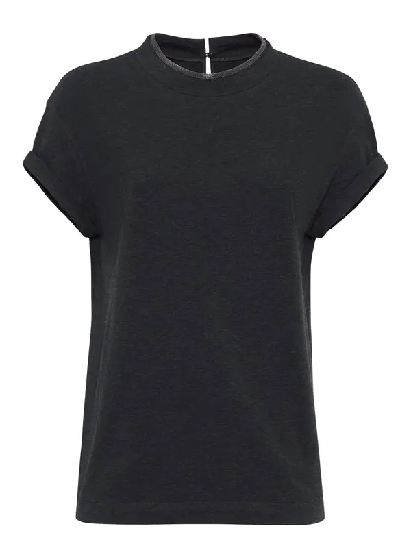 Brunello Cucinelli Stretch-cotton Monili T-shirt - Black