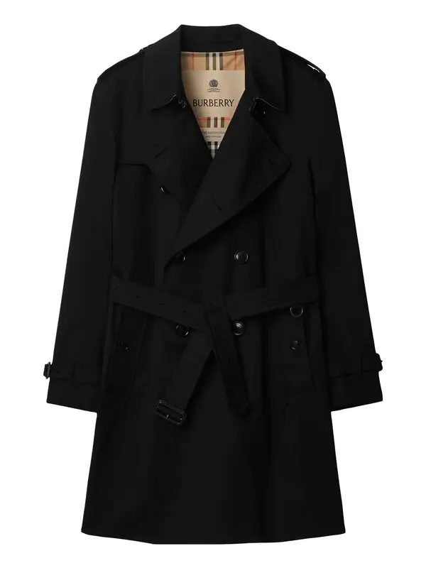 Burberry Mid-length Kensington Heritage Trench Coat - Black