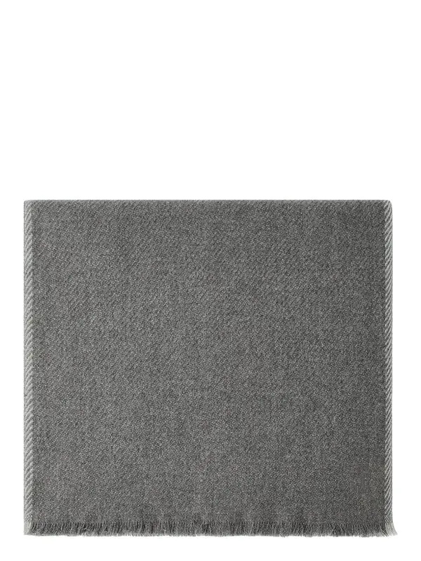 Brunello Cucinelli Cashmere Logo Scarf - Grey