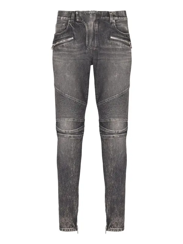 Balmain Biker Slim Jeans - Grey