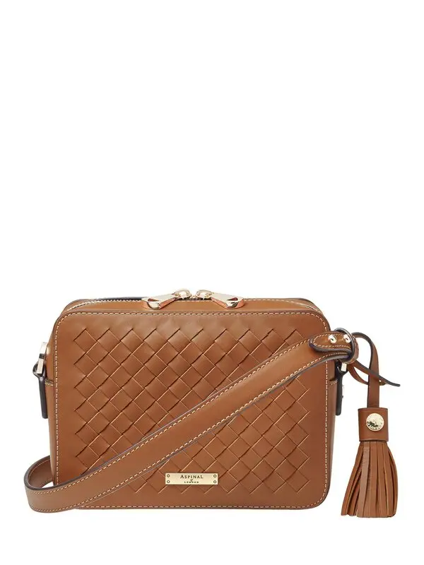 ASPINAL OF LONDON Leather Slot Weave Camera Bag - Brown