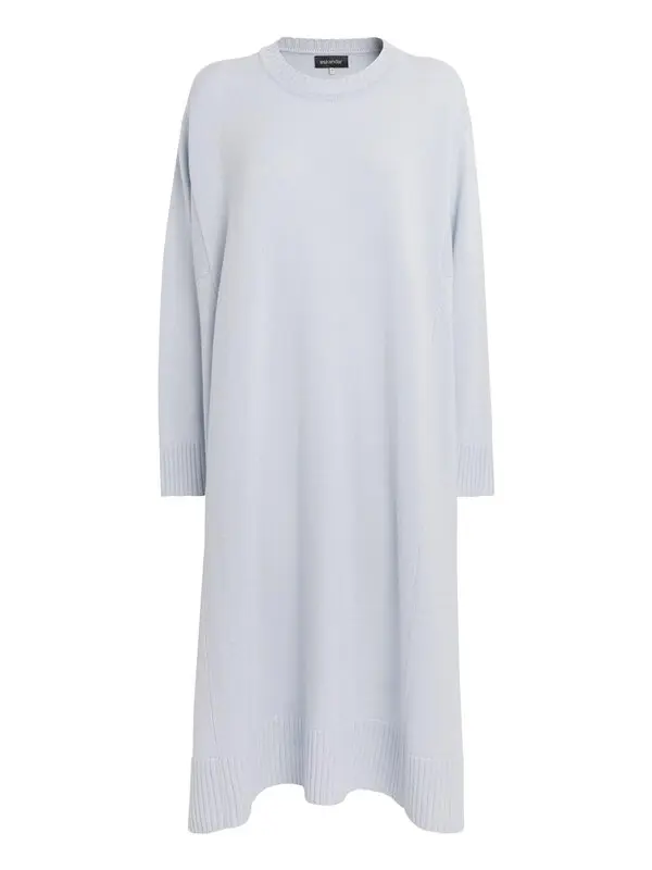 Eskandar Cashmere A-line Sweater Dress - Blue