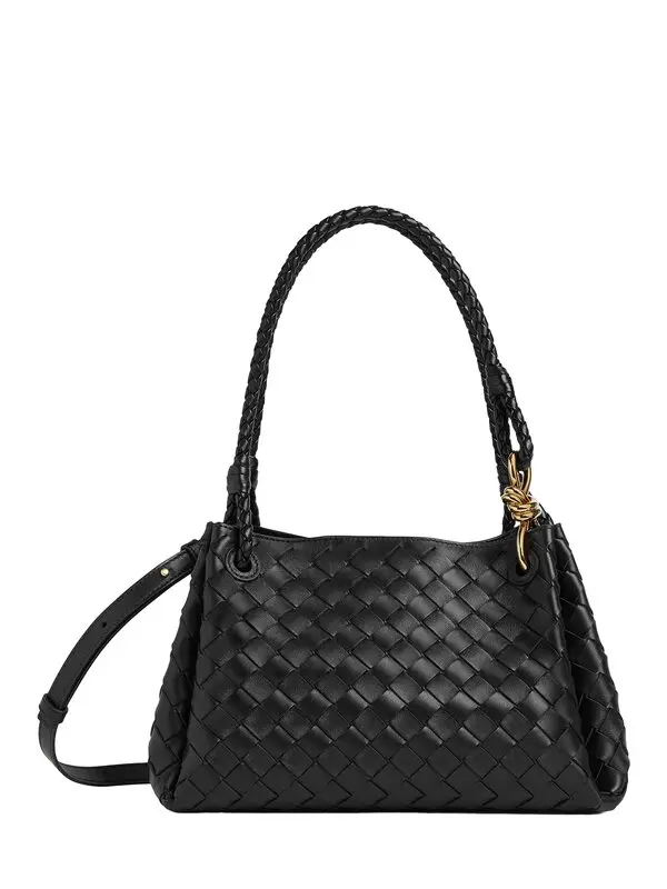 Bottega Veneta Leather Parachute Shoulder Bag - Black