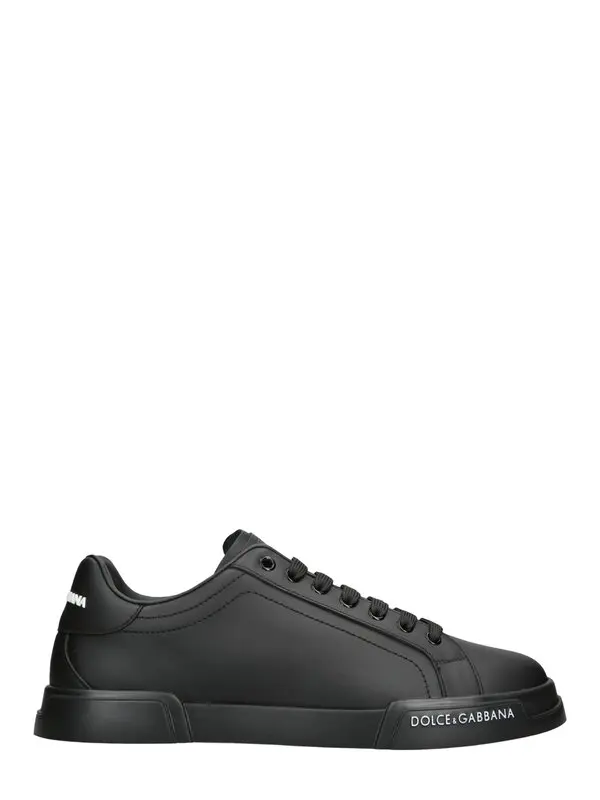 Dolce & Gabbana Leather Portofino Sneakers - Black