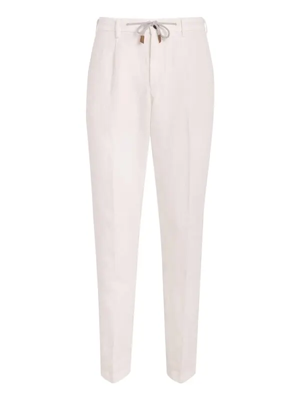 Eleventy Linen Drawstring Trousers - White