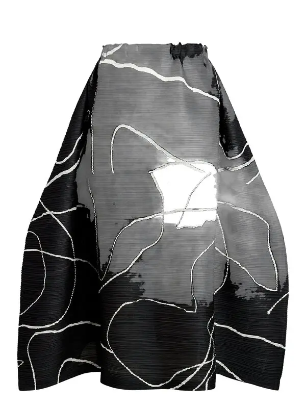 Issey Miyake Printed Pause Midi Skirt - Black