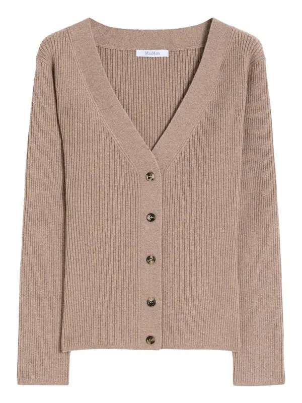Max Mara Wool-blend Ribbed Cardigan - Beige