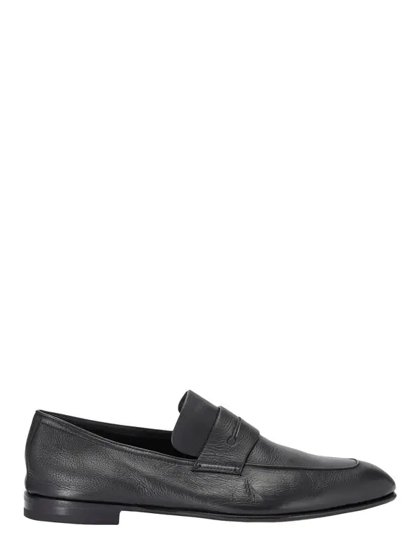 Zegna Leather-cashmere L'asola Secondskin Loafers - Black