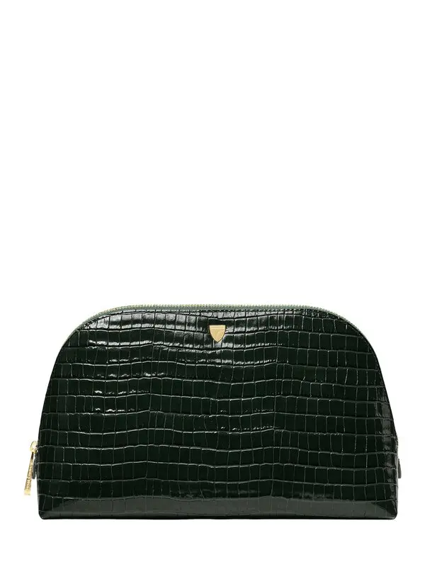 ASPINAL OF LONDON Large Croc-embossed Cosmetic Case - Green