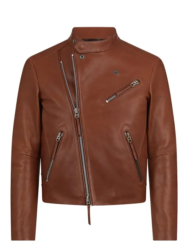 TOM FORD Leather Biker Jacket - Brown
