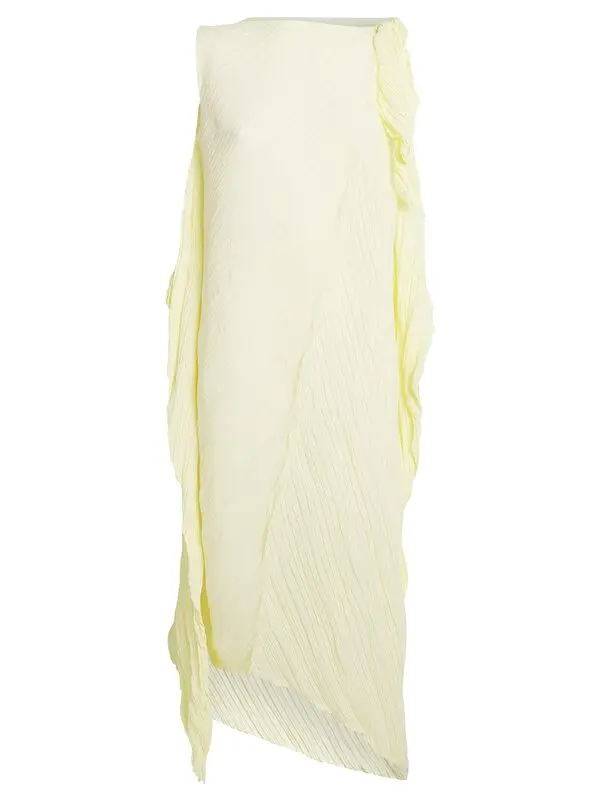 Issey Miyake Wrinkled And Twisted Midi Dress - Yellow