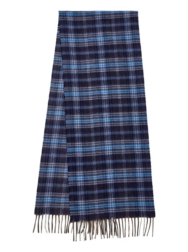 Harrods Cashmere Tartan Scarf - Navy