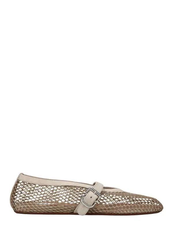 Alaïa Mesh Ballet Flats With Buckled Strap - Beige