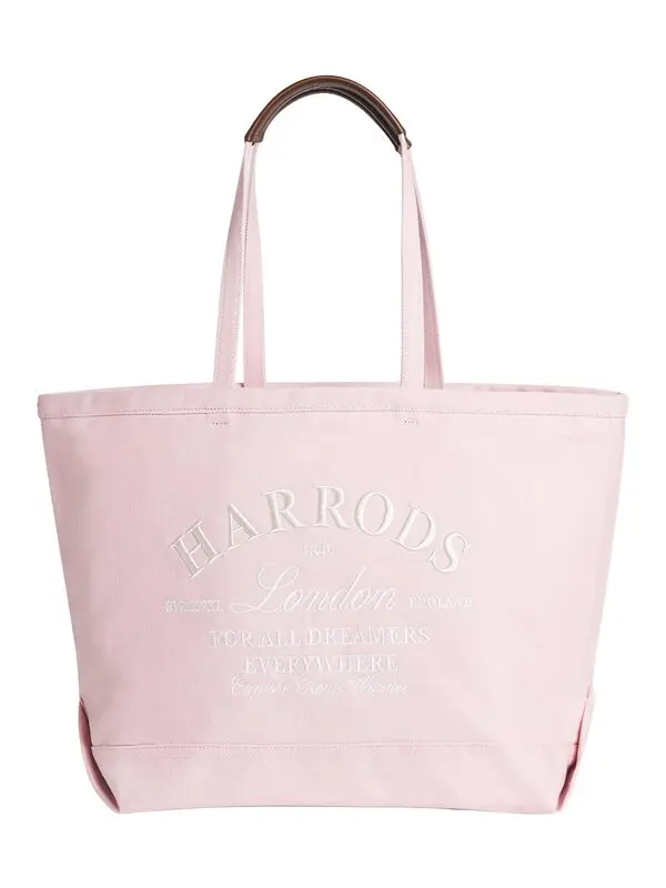 Harrods Large Embroidered Logo Tote Bag - Pink