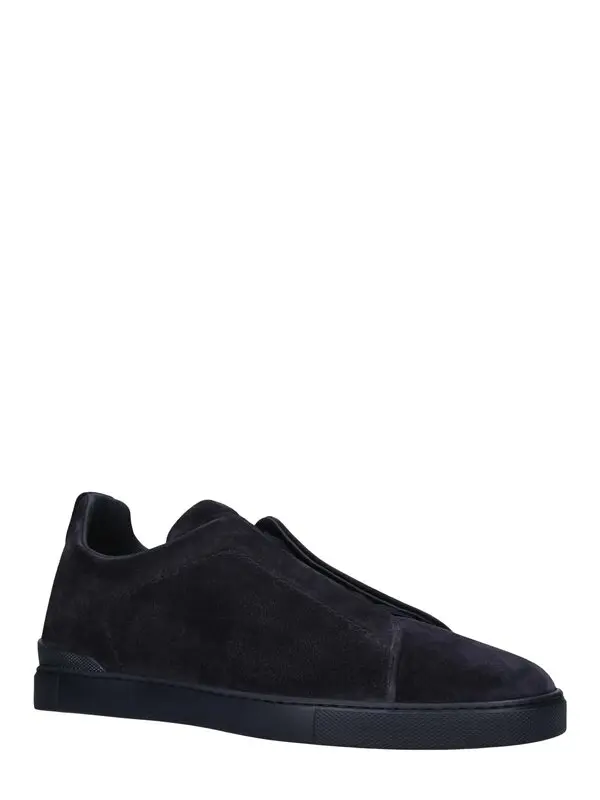 Zegna Triple Stitch Suede Sneakers - Navy