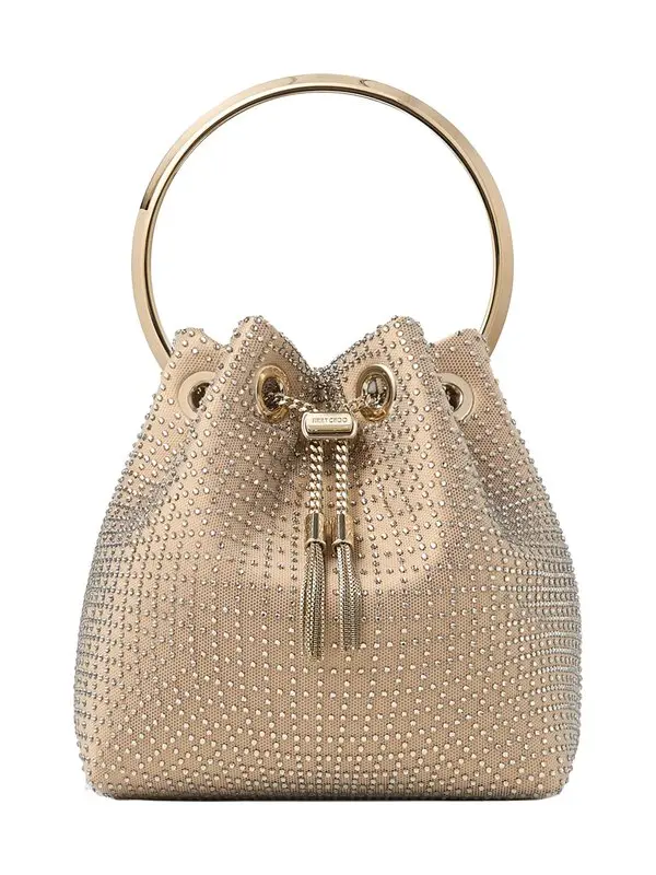 JIMMY CHOO Embellished Bon Bon Top-handle Bag - Gold
