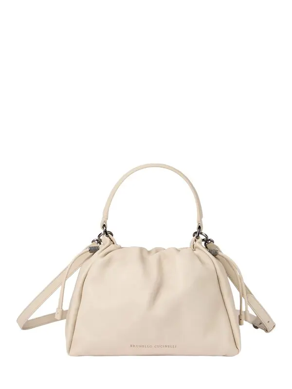 Brunello Cucinelli Leather Bucket Bag - White