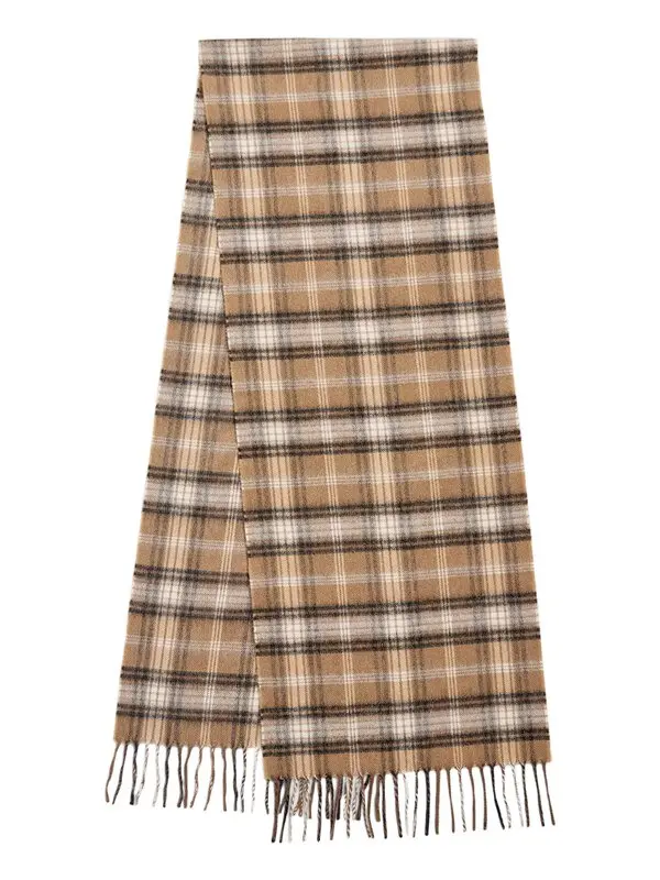 Harrods Cashmere Tartan Scarf - Brown