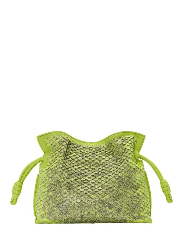 Loewe Mini Snakeskin Scales Flamenco Clutch - Green