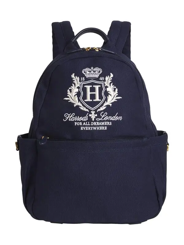 Harrods Cotton Emblem Backpack - Navy