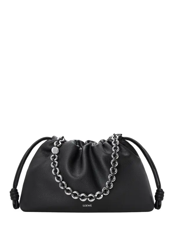 Loewe Large Leather Flamenco Shoulder Bag - Black