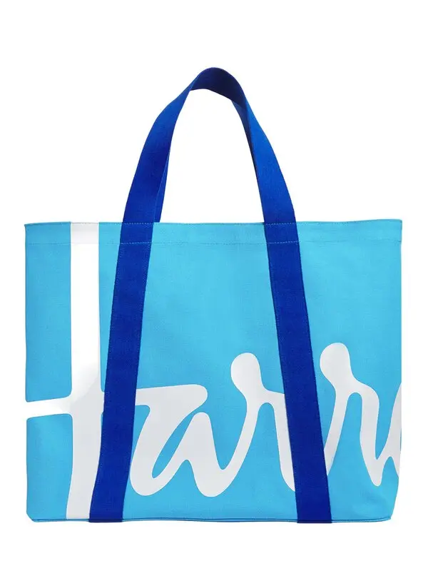 Harrods Large Cotton Logo Tote Bag - Blue