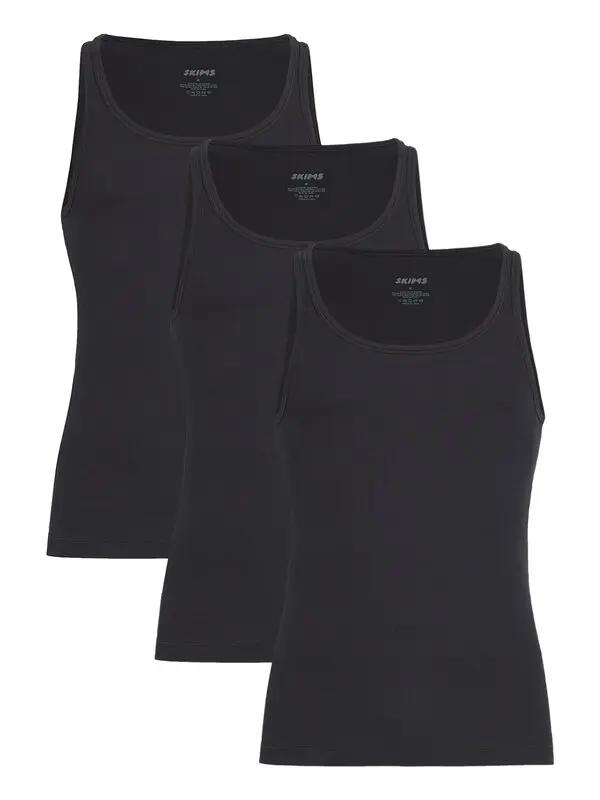 SKIMS Cotton Ribbed Tank Tops Set Of Three - Black
