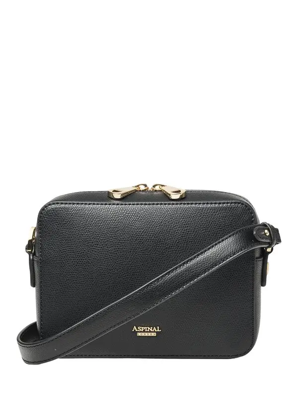 ASPINAL OF LONDON Leather Slot Weave Camera Bag - Black