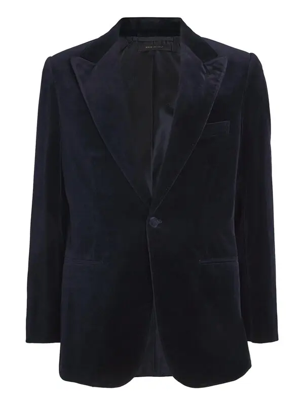 Brioni Velvet Single-breasted Blazer - Blue