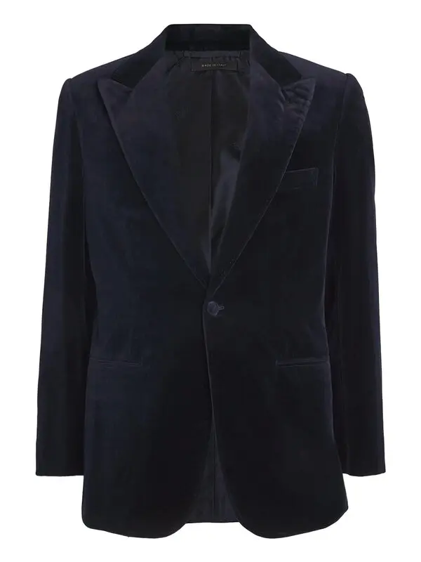 Brioni Velvet Single-breasted Blazer - Blue