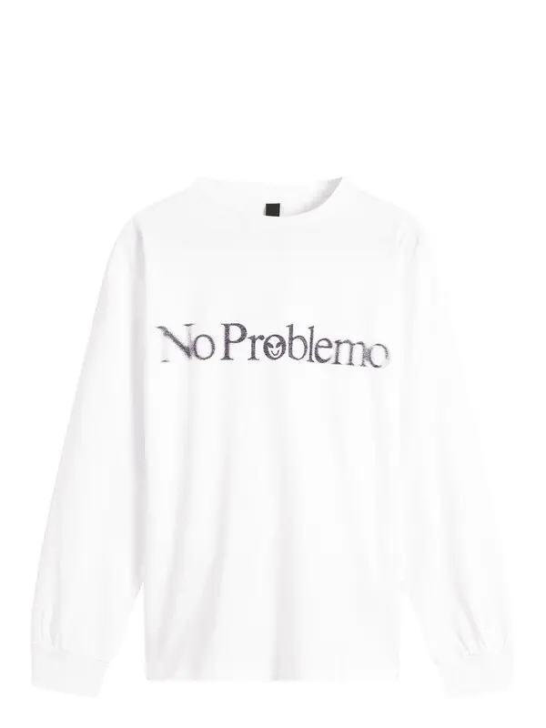 NO PROBLEMO Smile Away Long Sleeve T-shirt - White