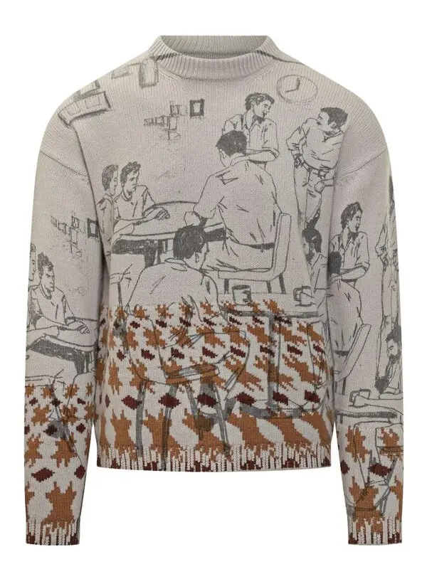 JW Anderson Printed Wool-blend Sweater - Grey