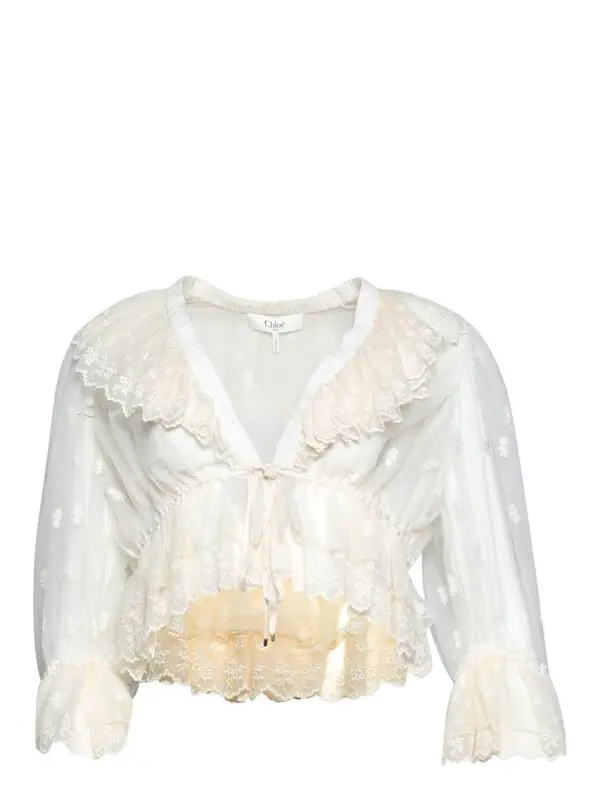 CHLOÃ© V-neck Ruffle Top - White
