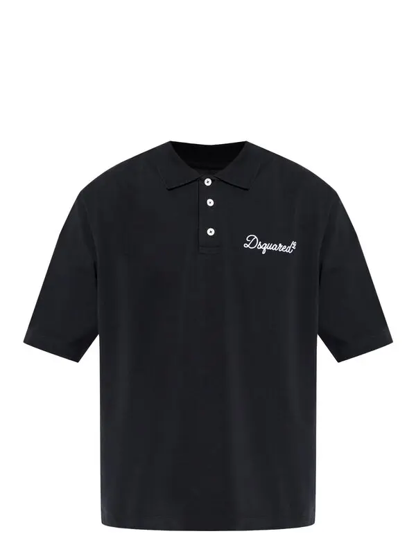 Dsquared2 Polo With Embroidered Logo - Black