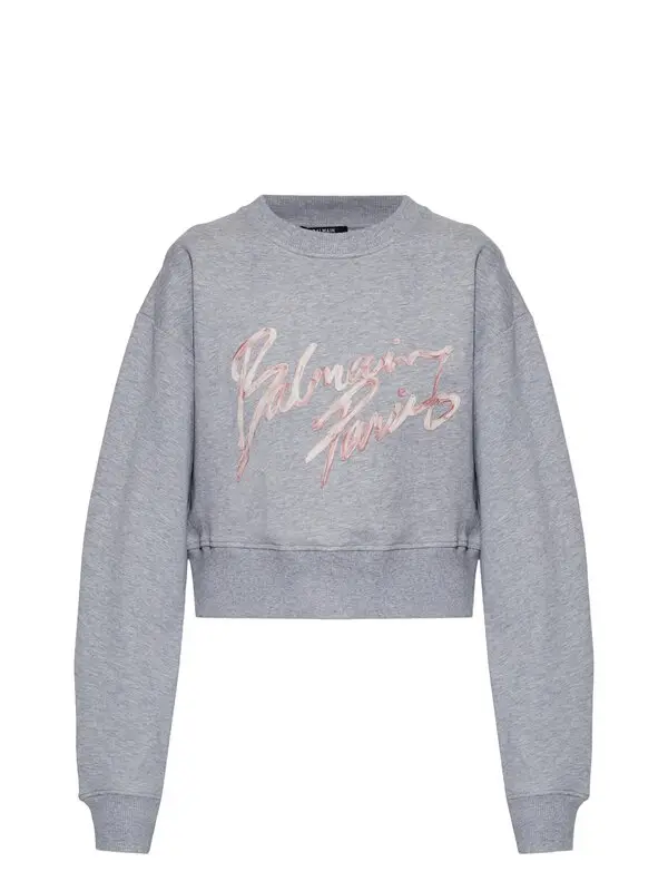 Balmain Short Loose-fit Sweatshirt - Grey