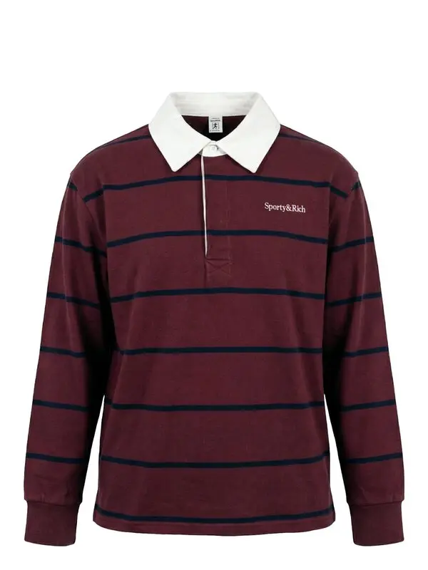 SPORTY & RICH Long-sleeve Polo From The ‘central Park Drop’ Collection - Burgundy