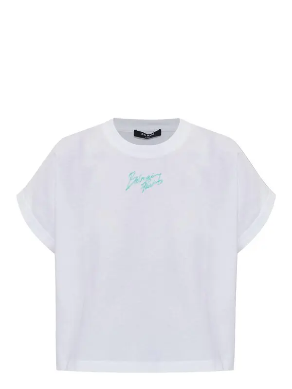 Balmain Loose-fit Cropped T-shirt - White