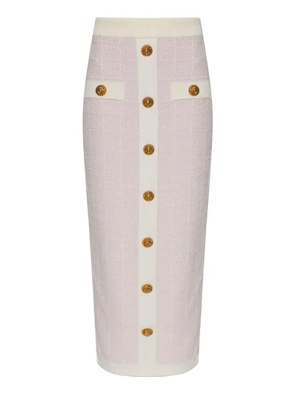 Balmain Pencil Midi Skirt With Lurex Thread - Pink