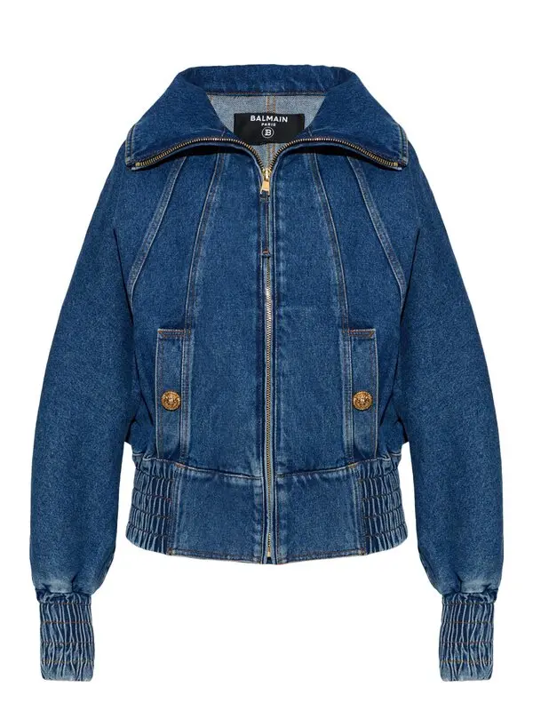 Balmain Denim Bomber Jacket - Navy Blue