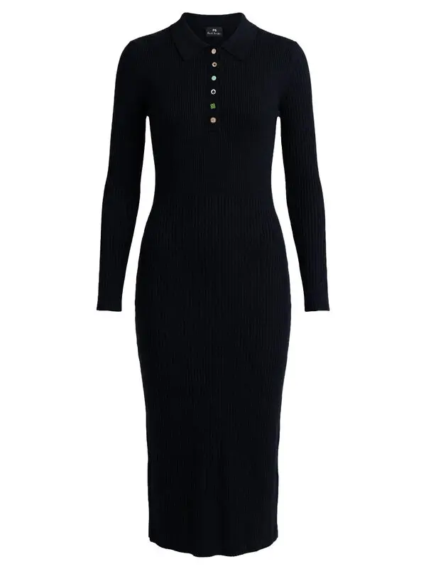 Paul Smith Fitted Knit Midi Dress - Black