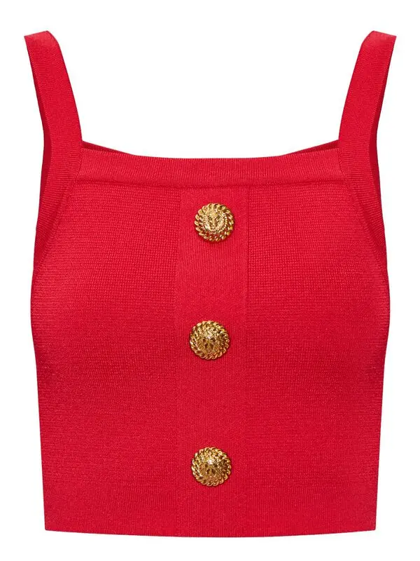 Balmain Short Off-shoulder Top - Red