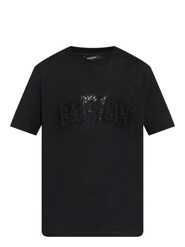 Balmain T-shirt With Shimmering Appliqués - Black