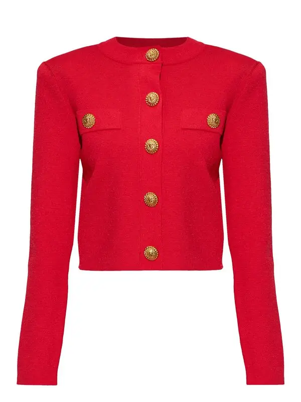 Balmain Cardigan With Shoulder Pads - Red
