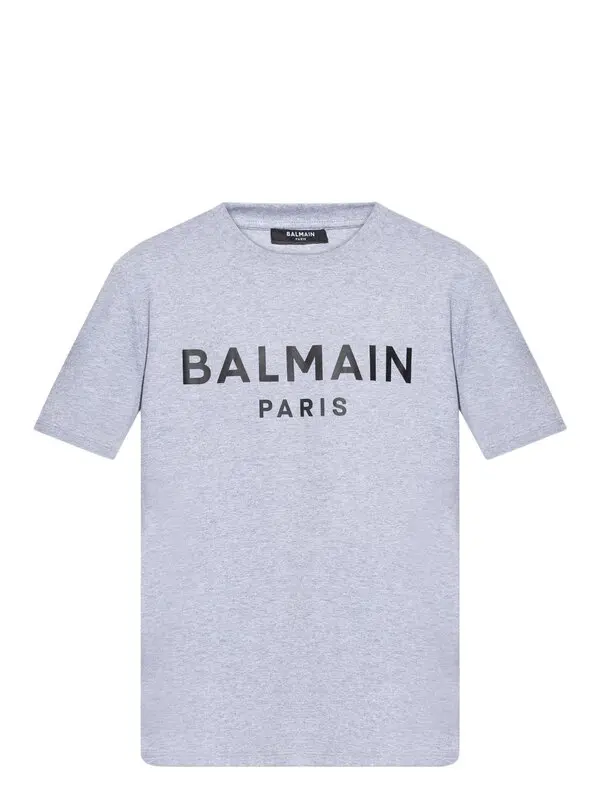 Balmain T-shirt With Logo Print - Grey