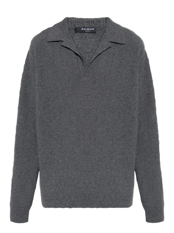 Balmain Sweater With A Heart Neckline - Grey